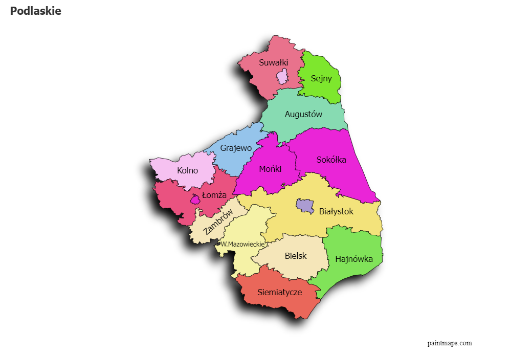 Create Custom Podlaskie Map Chart With Online Free Map Maker 1136