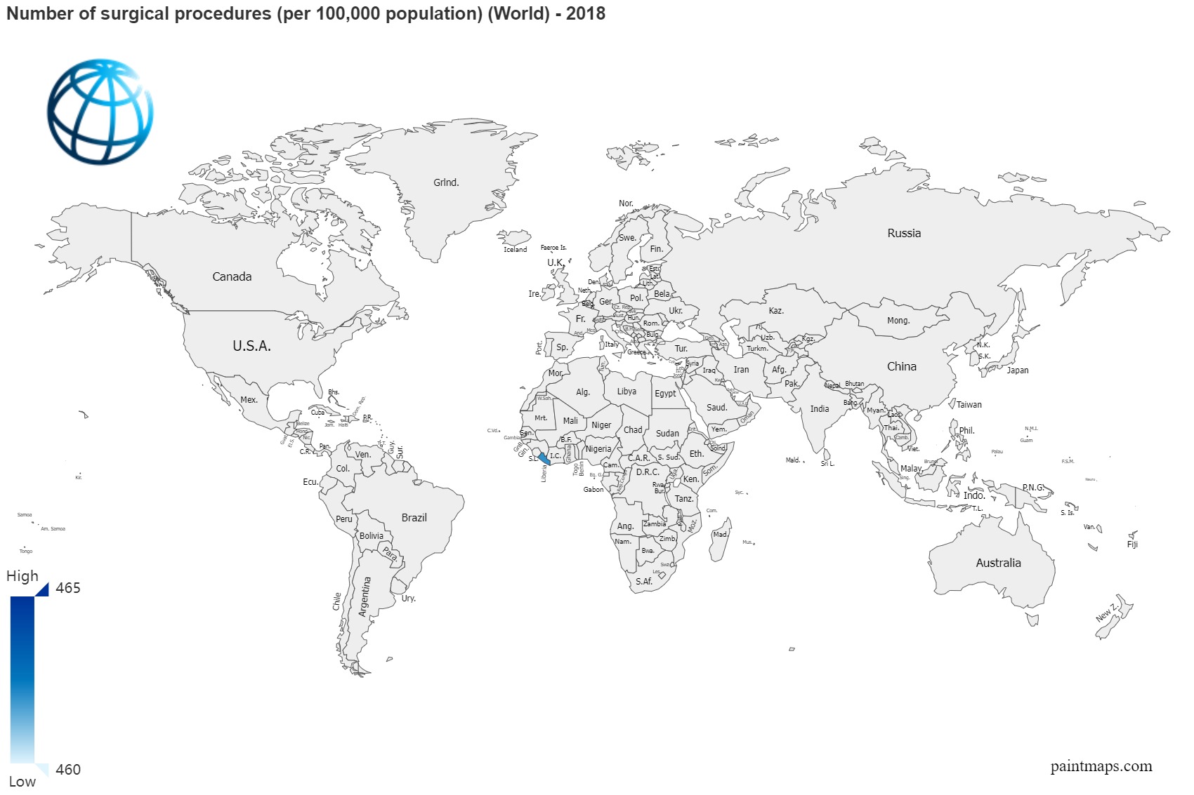 Number Of Surgical Procedures Per 100000 Population On World Map number-of-surgical-procedures-per-100000-population-on-world-map