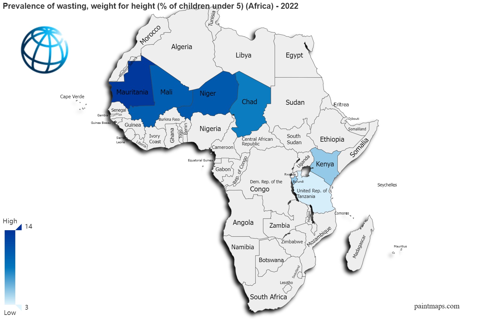 Prevalence Of Wasting Weight For Height Percentage Of Children Under 5 On Africa Map Prevalence Of Wasting Weight For Height Percentage Of Children Under 5 On Africa Map