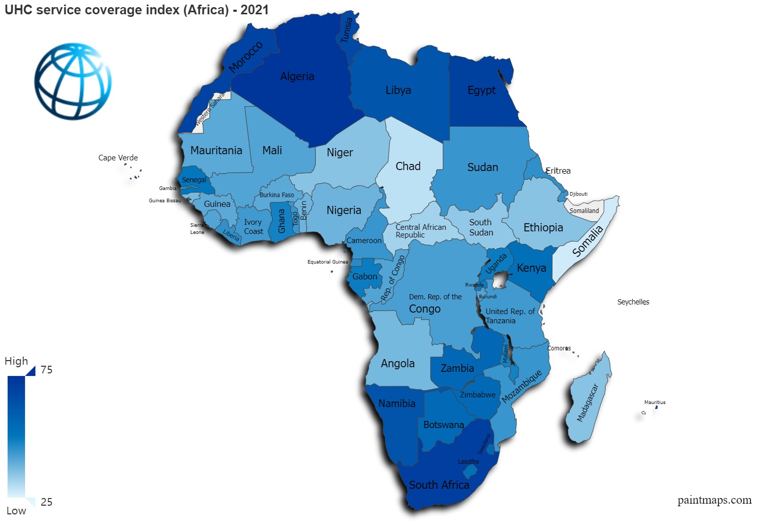 UHC Service Coverage Index On Africa Map UHC Service Coverage Index On Africa Map